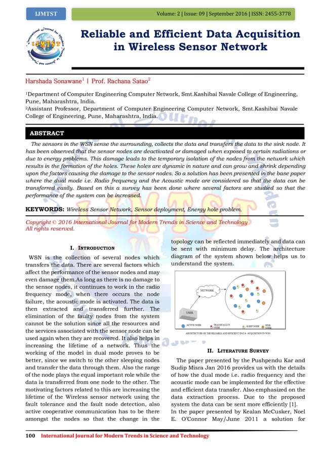Reliable and Efficient Data Acquisition in Wireless Sensor Network | PDF
