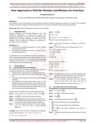 New Approach to Find the Maxima and Minima of a Function | PDF