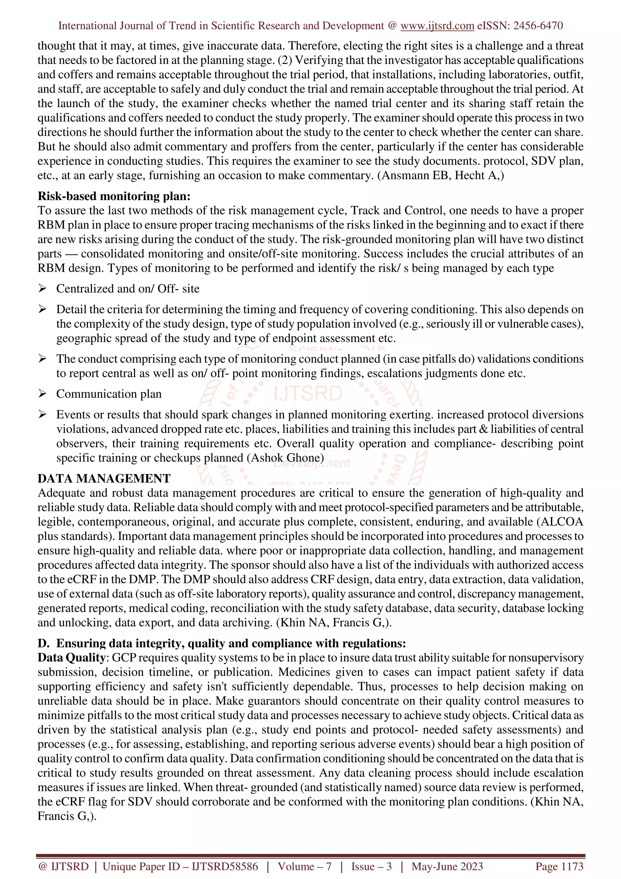 Overview of Risk Based Monitoring in Clinical Trial Processes | PDF