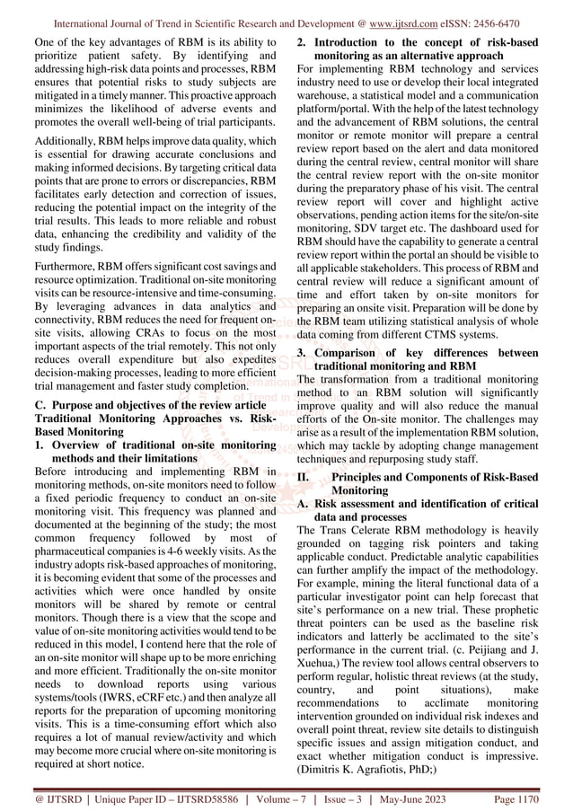 Overview of Risk Based Monitoring in Clinical Trial Processes | PDF