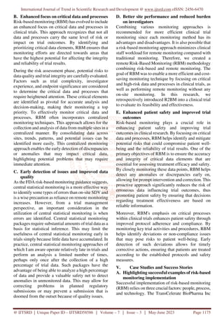 Overview of Risk Based Monitoring in Clinical Trial Processes | PDF