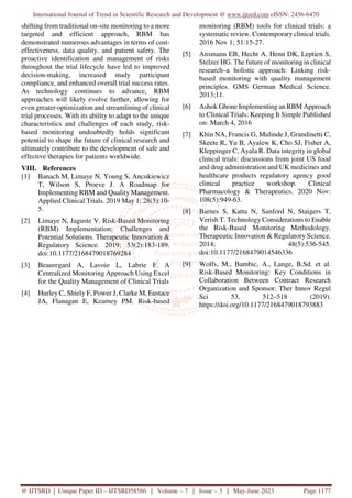 Overview of Risk Based Monitoring in Clinical Trial Processes | PDF