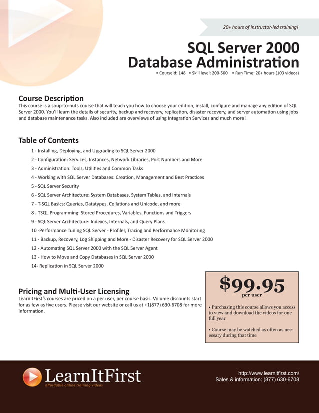 SQL Server 2000 Database Administration | PDF