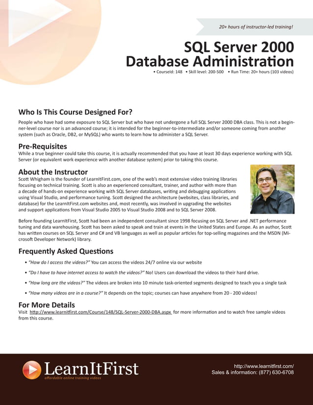 SQL Server 2000 Database Administration | PDF