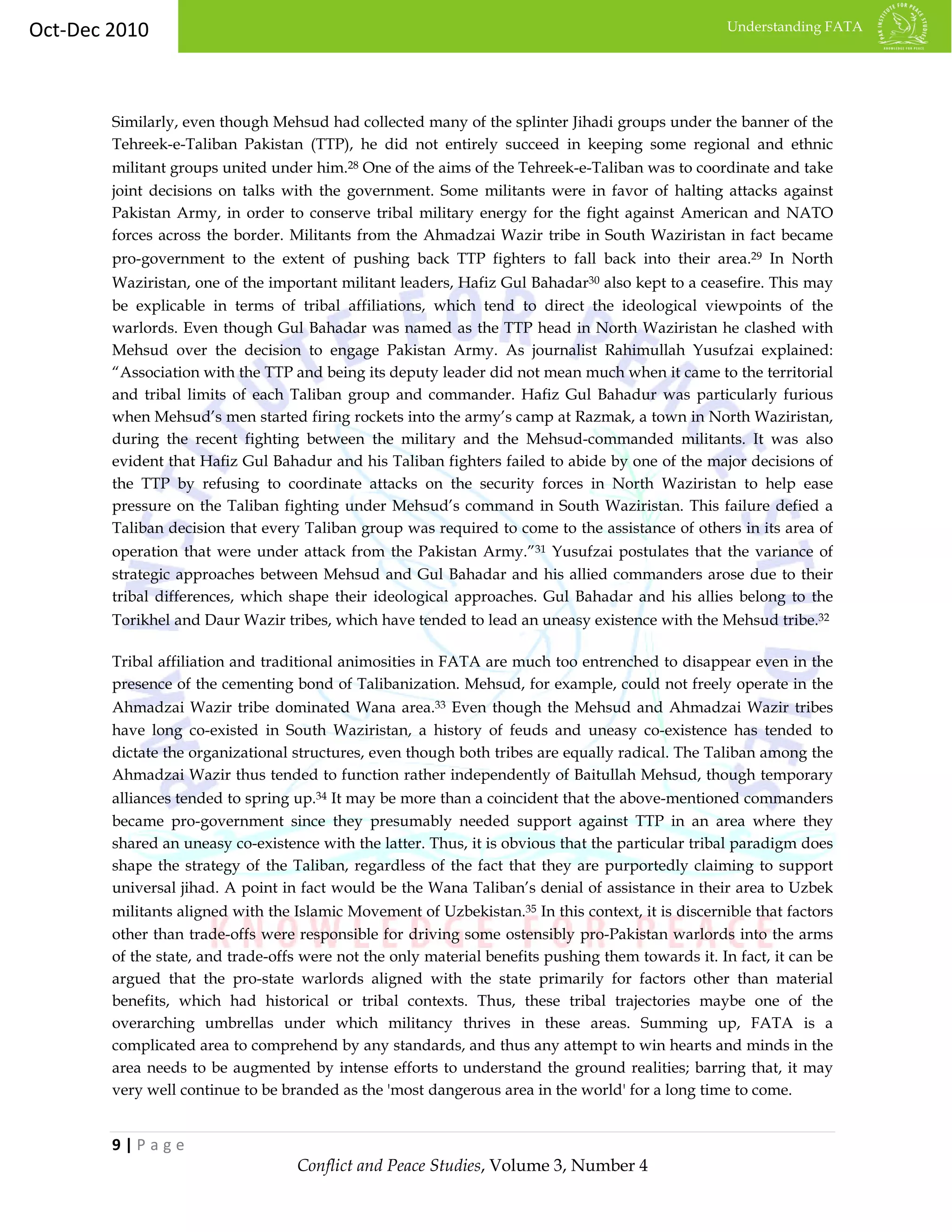 Understanding FATA (Pak institute of peace studies) | PDF