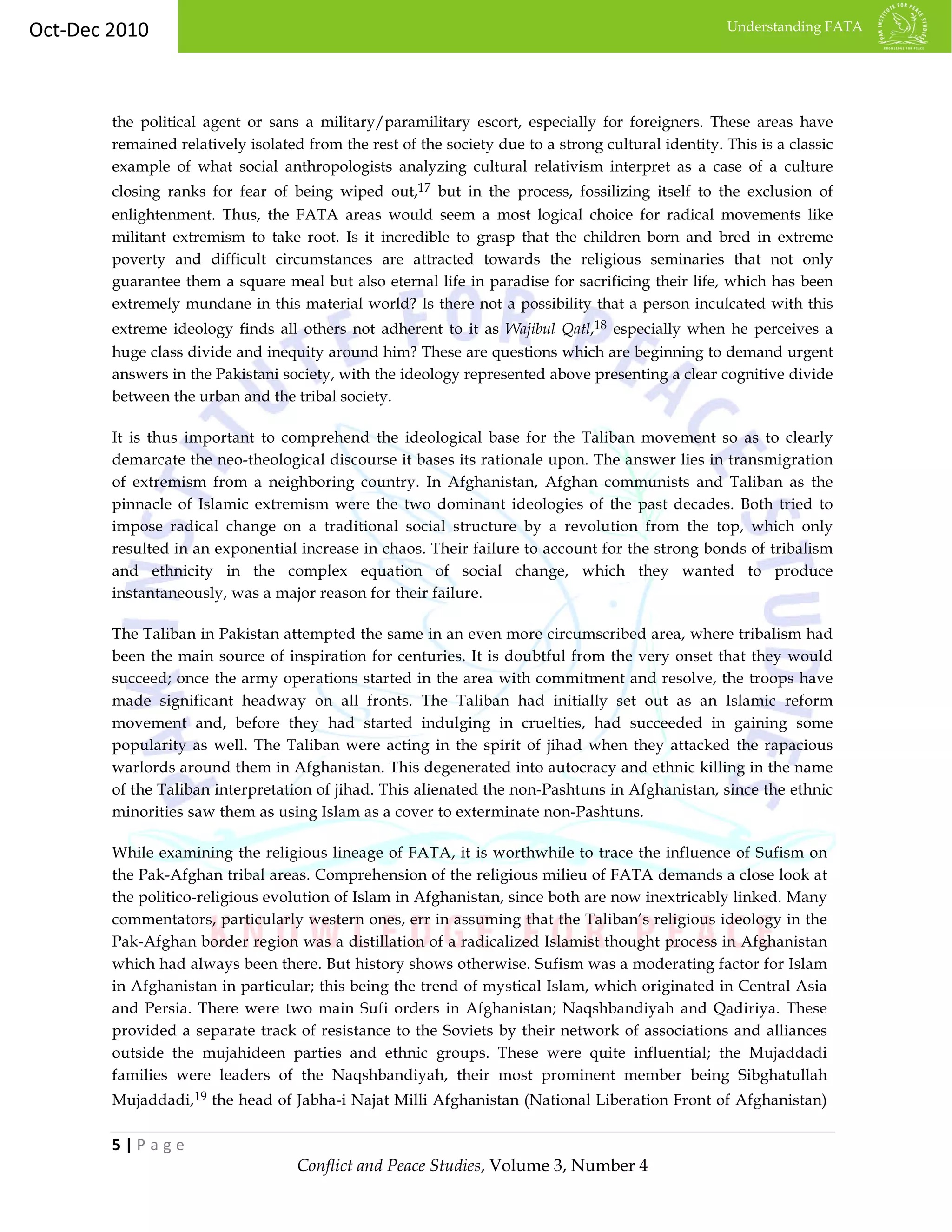 Understanding FATA (Pak institute of peace studies) | PDF