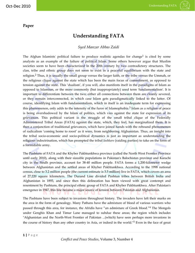 Understanding FATA (Pak institute of peace studies) | PDF