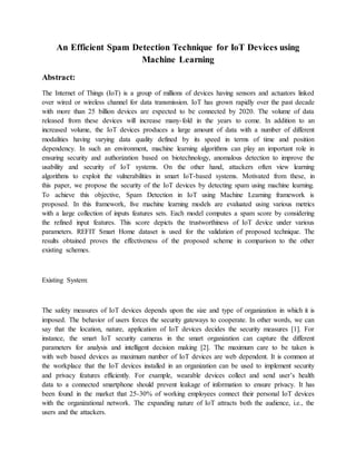 an efficient spam detection technique for io t devices using machine learning | DOCX