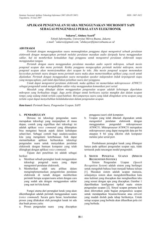 APLIKASI PENGENALAN SUARA MENGGUNAKAN MICROSOFT SAPI SEBAGAI PENGENDALI ...