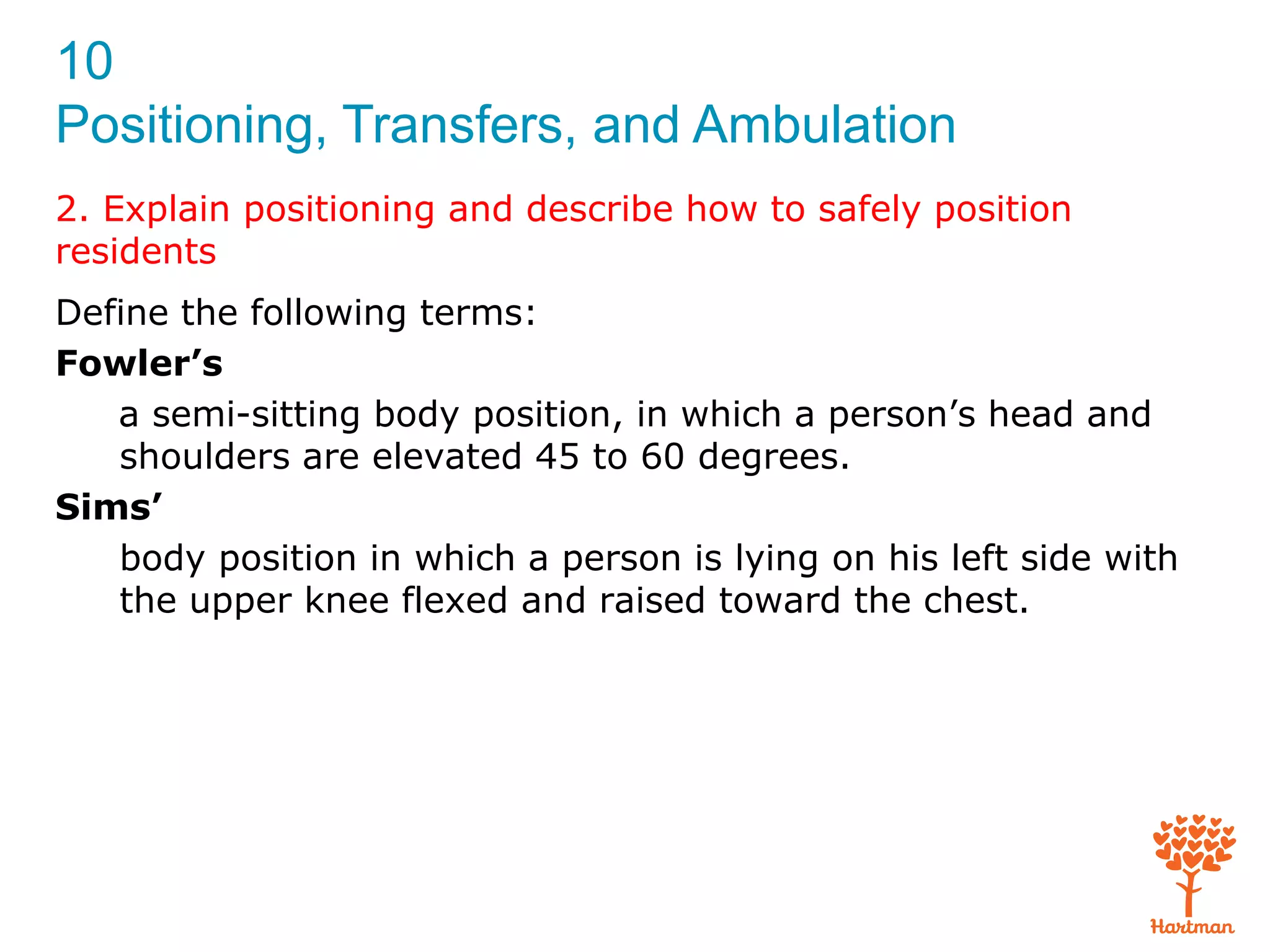 position, transfer and ambulation | PPT