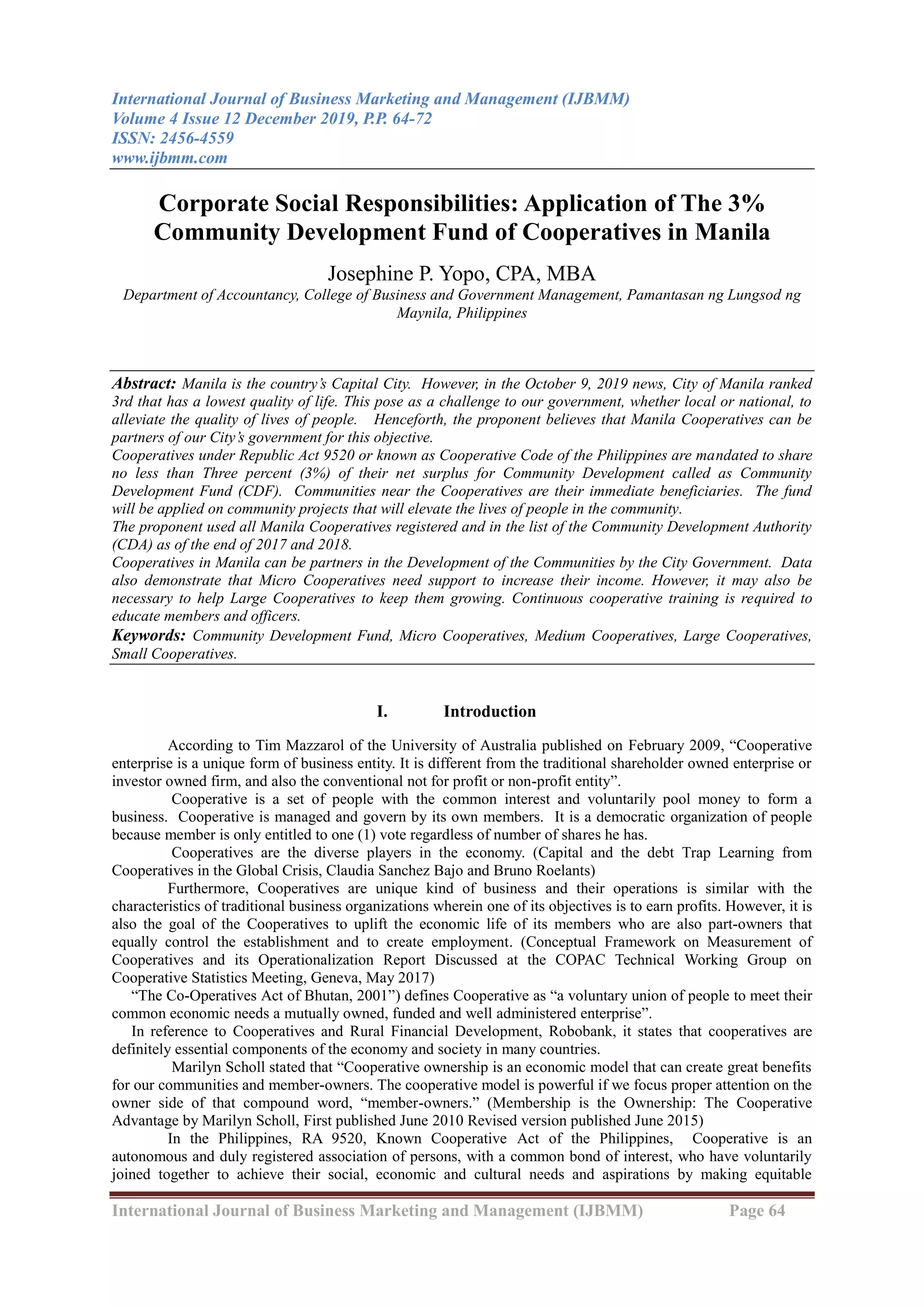 Corporate Social Responsibilities: Application of The 3% Community Development Fund of ...