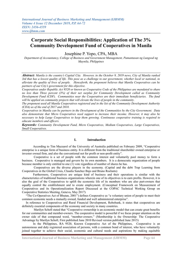 Corporate Social Responsibilities: Application of The 3% Community ...