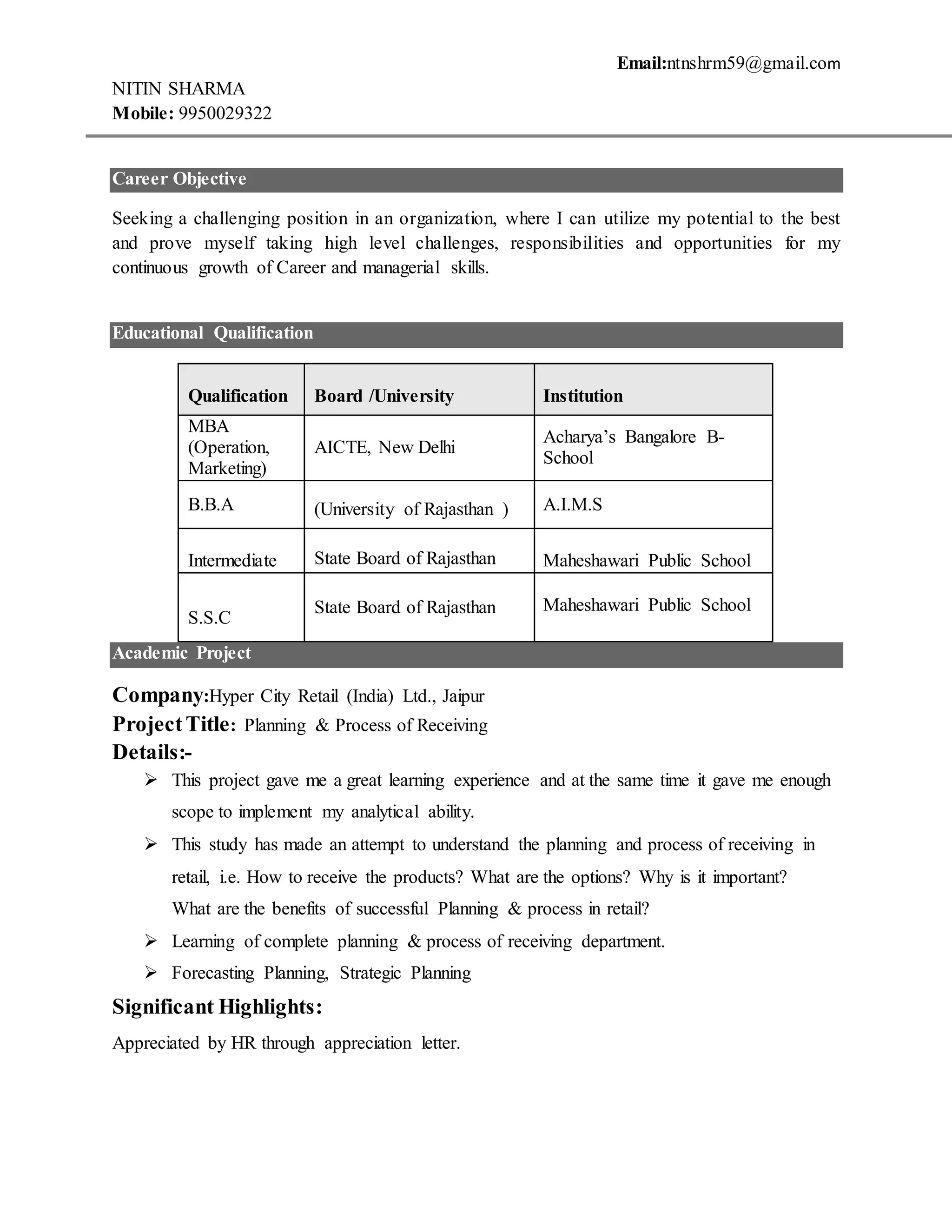 Resume Nitin | DOCX