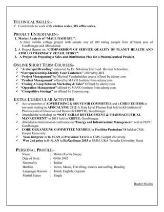 Ruchir Mishra Resume. | PDF