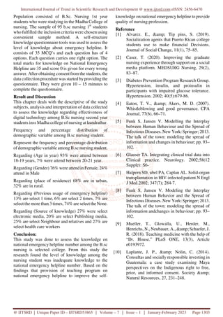 A Study to Assess the Level of Knowledge on National Emergency Helpline ...