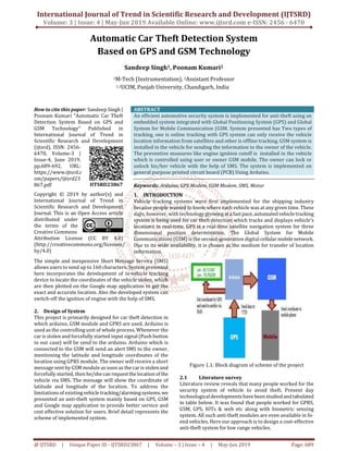 Automatic Car Theft Detection System Based on GPS and GSM Technology | PDF
