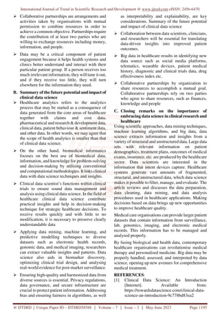 Clinical Data Science and its Future | PDF