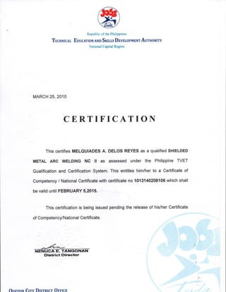 TESDA - SMAW II | PDF