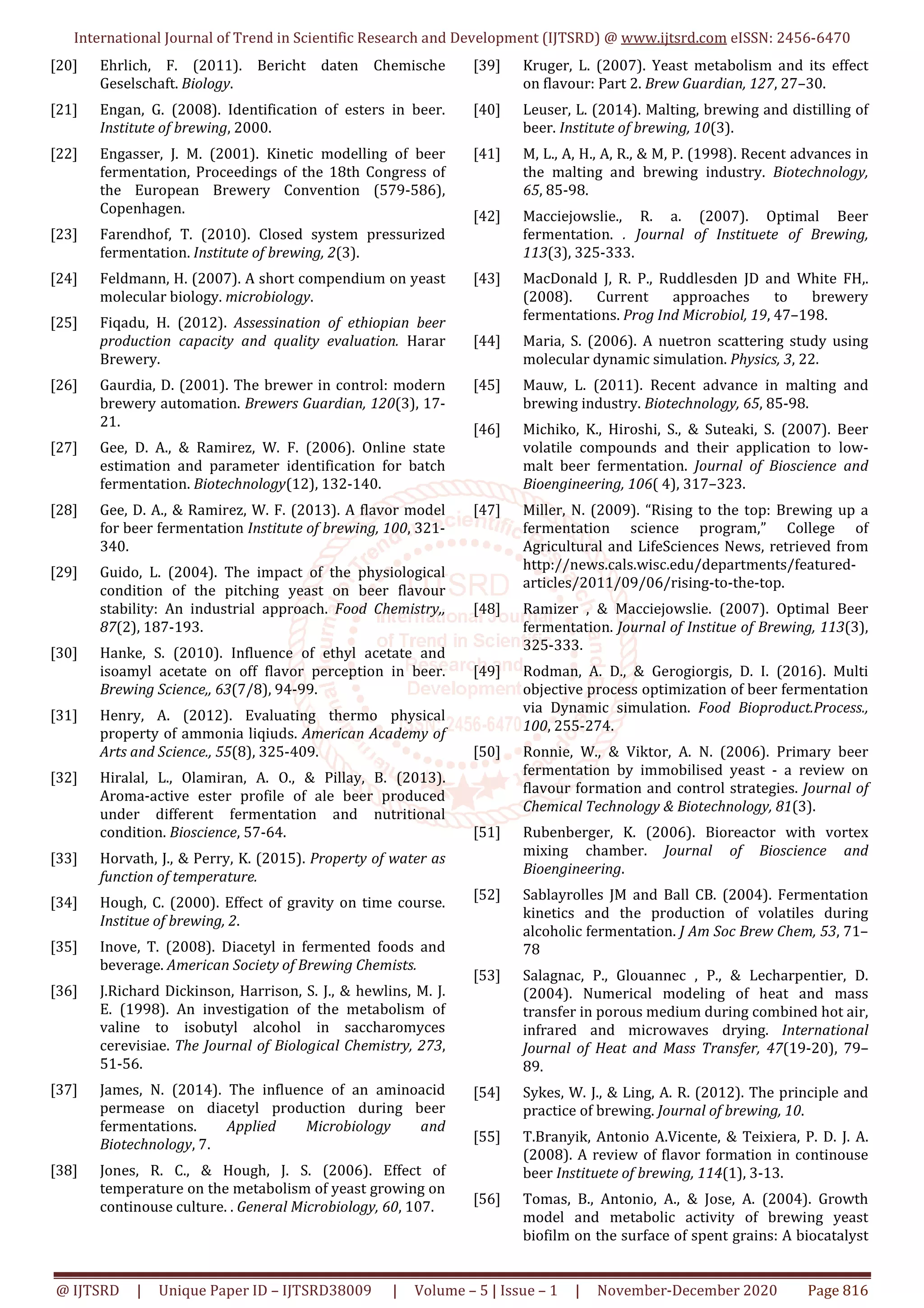 Dynamic Heat Transfer Modeling And Simulation Of Biomass Fermentation