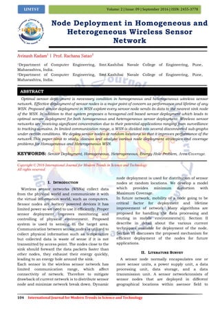 Node Deployment in Homogeneous and Heterogeneous Wireless Sensor Network | PDF | Internet of ...