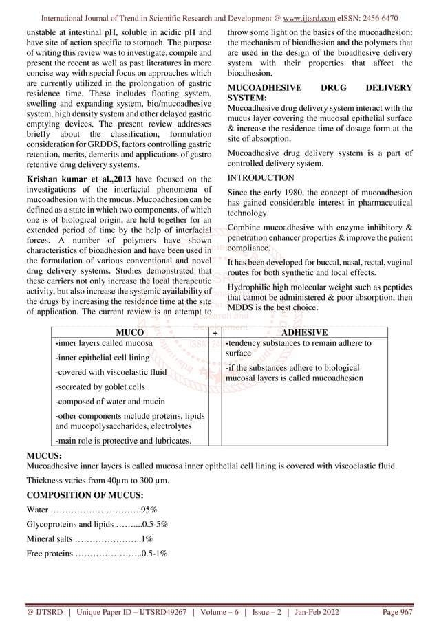 Mucoadhesive Drug Delivery System | PDF