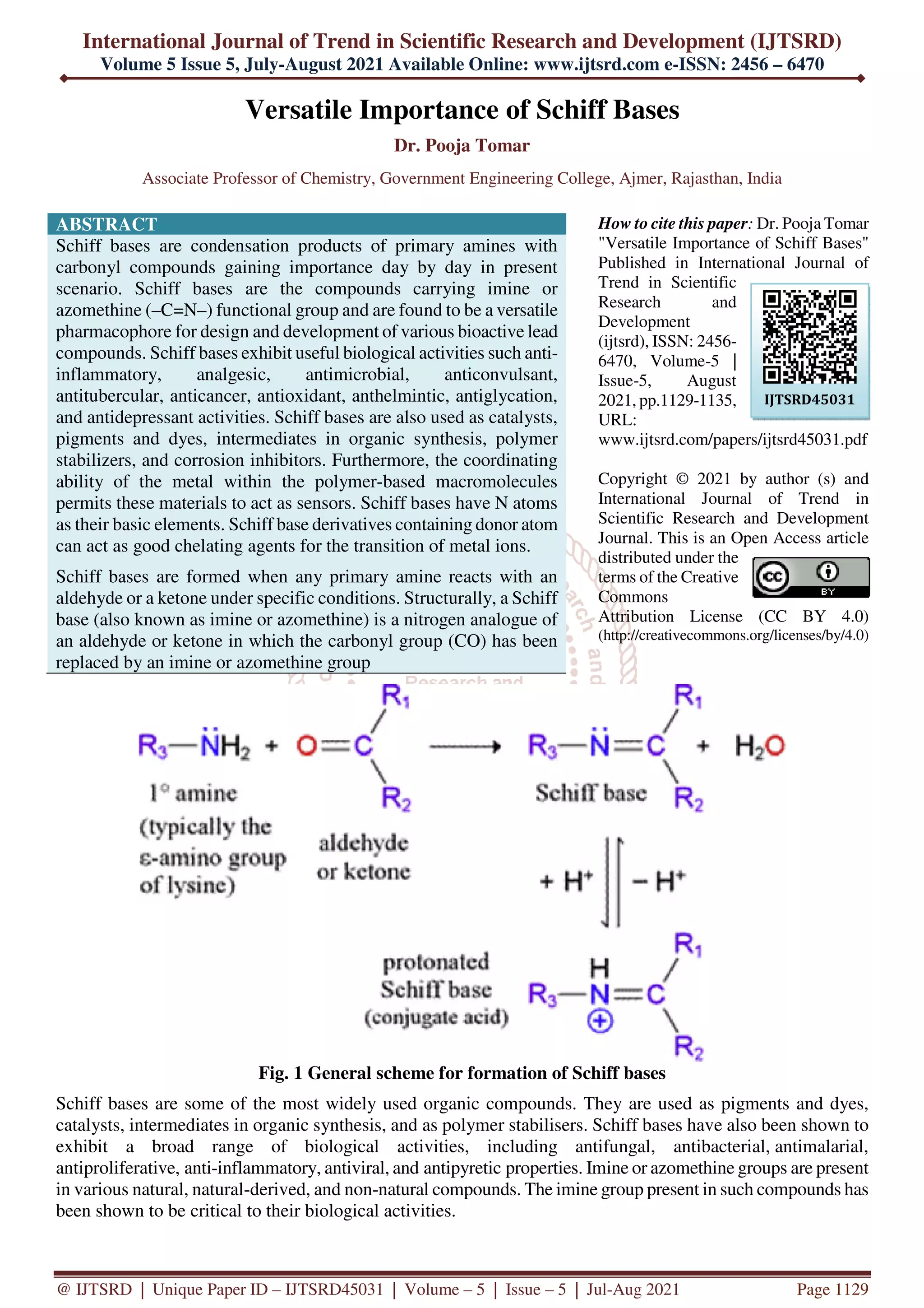 Versatile Importance of Schiff Bases | PDF