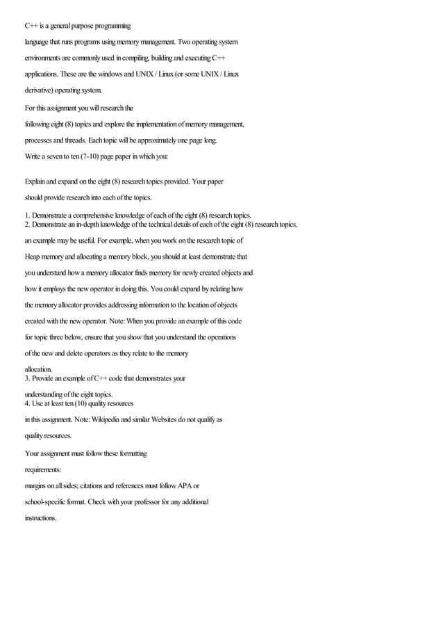 C++ is a general purpose programming language that runs programs using ...