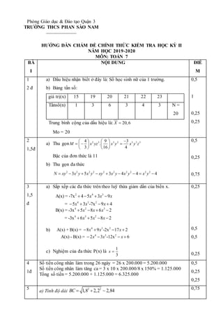 Đề Thi HK2 Toán 7 - THCS Phan Sào Nam | PDF