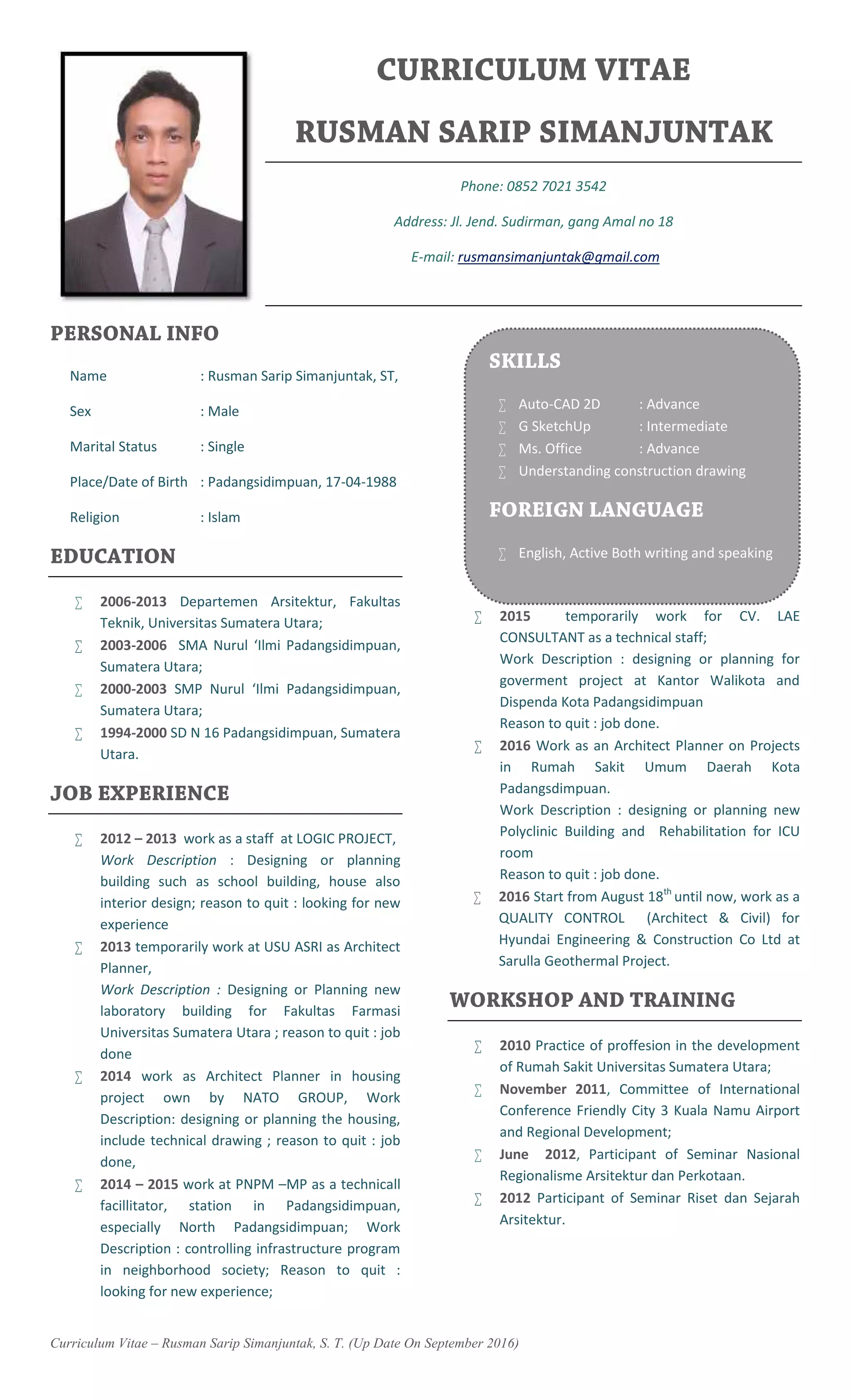 CV - Rusman Syarif | PDF | Resume Writing and Advice | Job Search