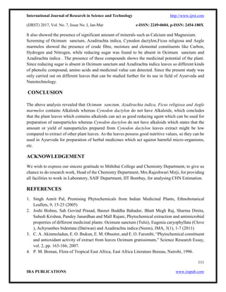 COMPARATIVE ANALYSIS OF LEAVES OF FIVE DIFFERENT HERBS | PDF