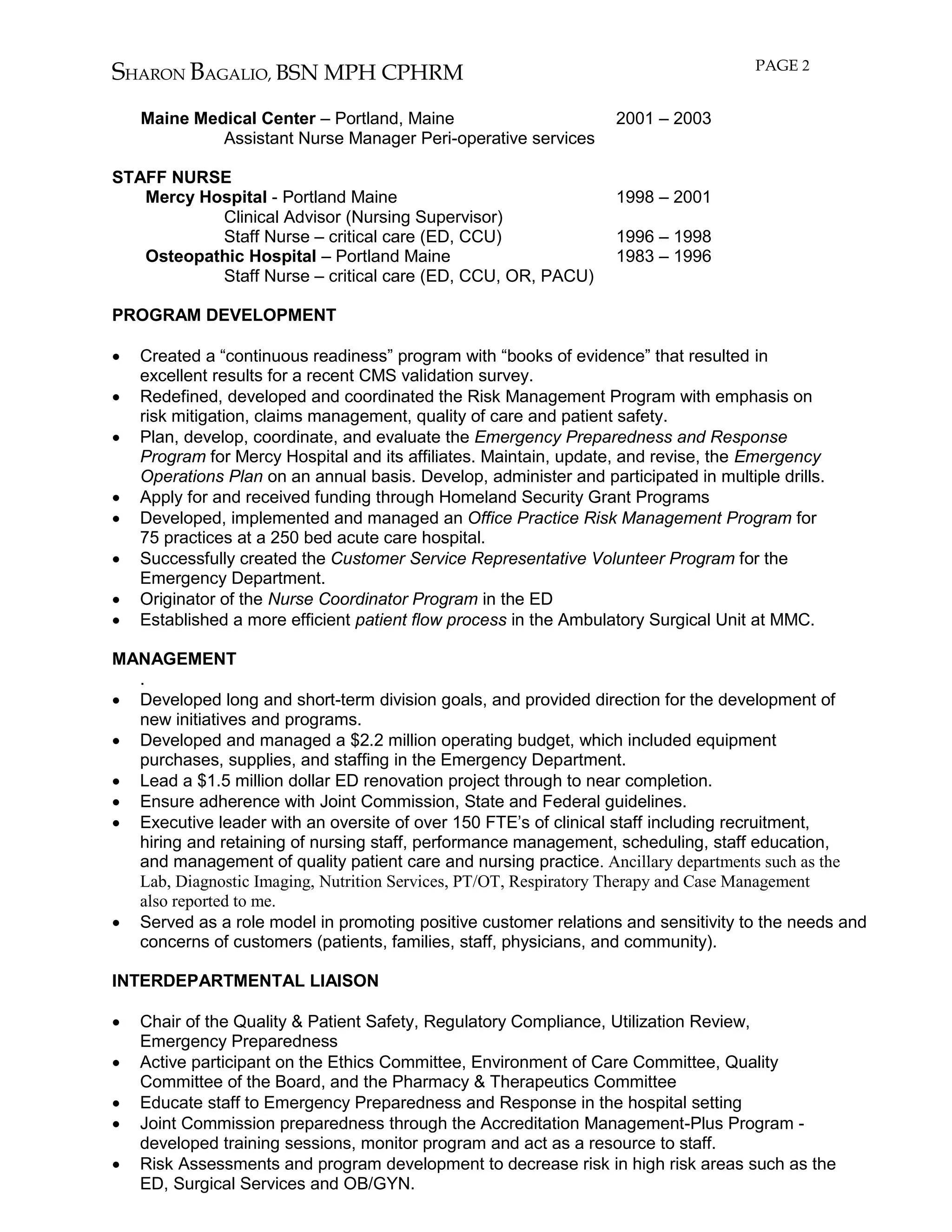 SHARON BAGALIO Resume - current | PDF
