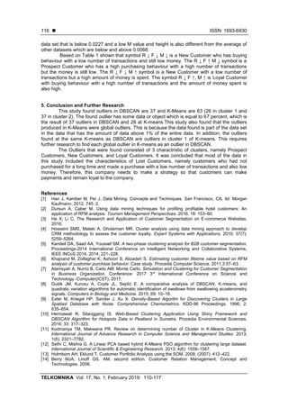 Analysis of DBSCAN and K-means algorithm for evaluating outlier on RFM model of customer ...