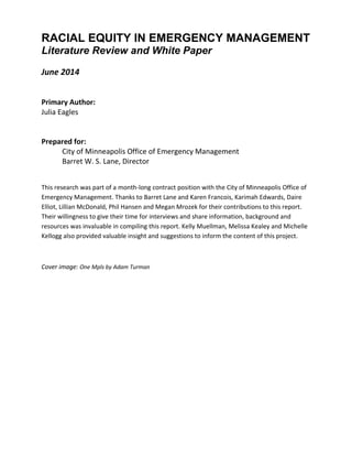 Summary Report- Racial Equity in Emergency Management_FINAL | PDF