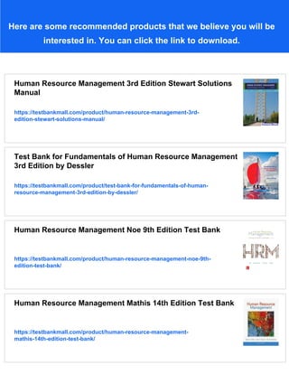 Test Bank for Healthcare Human Resource Management, 3rd Edition | PDF