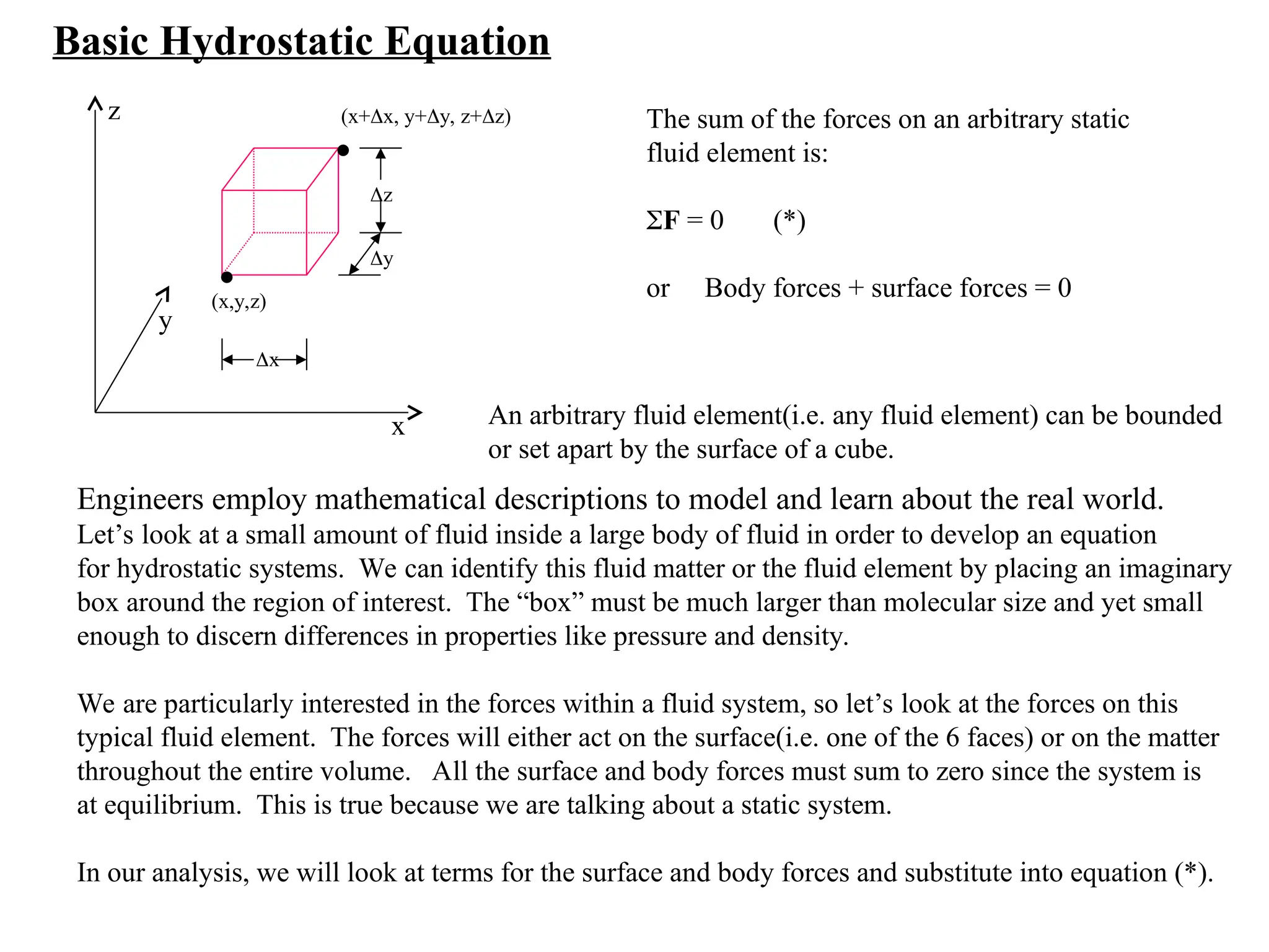Basic Hydrostatic Equations for Fluid Mechanics | PPT