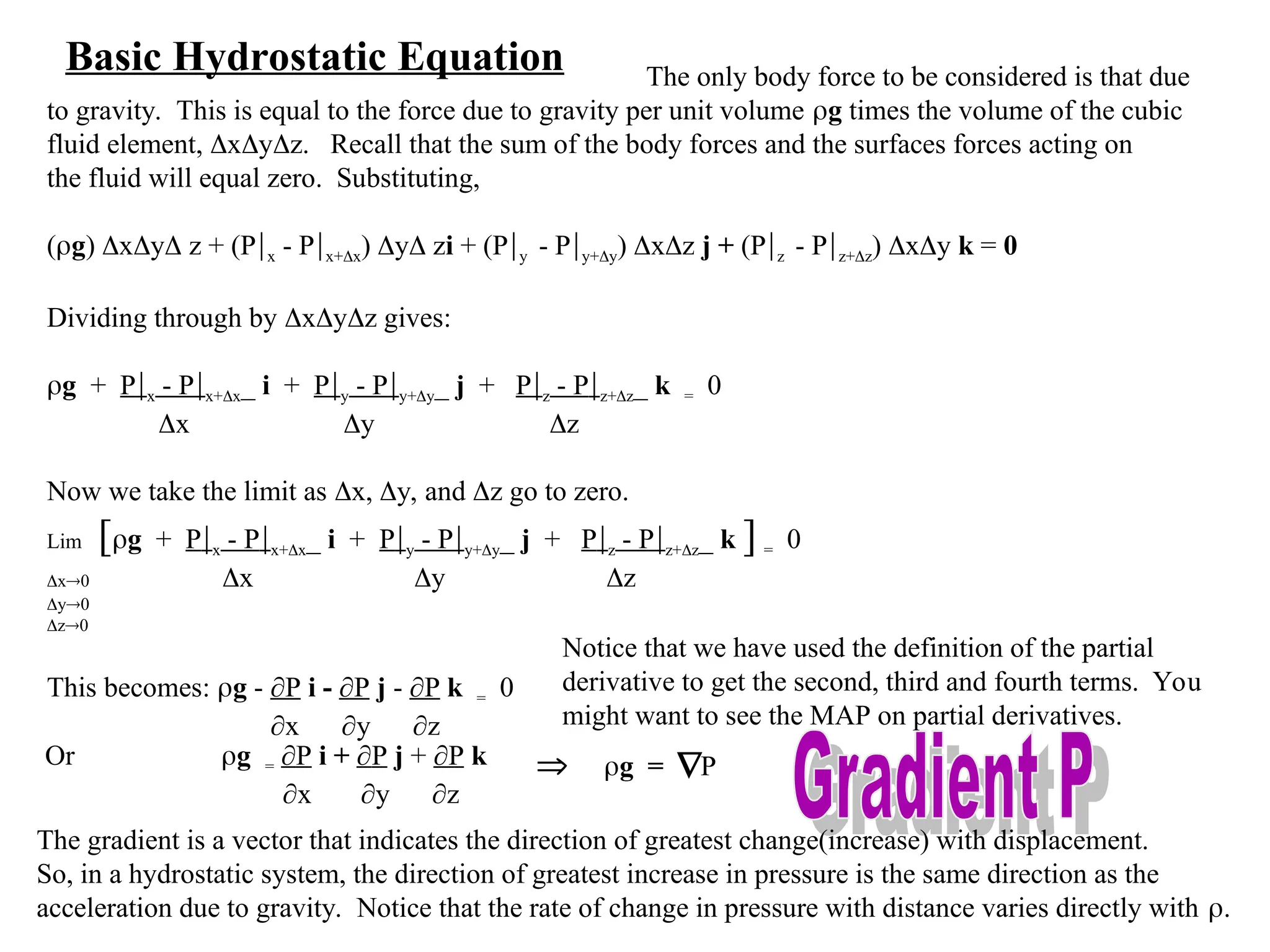 Basic Hydrostatic Equations for Fluid Mechanics | PPT