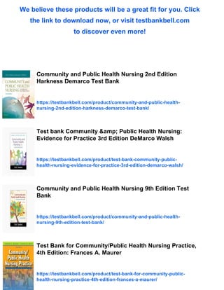Community and Public Health Nursing Evidence for Practice Harkness 1st ...