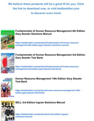 Fundamentals of Human Resource Management 4th Edition Gary Dessler Test ...