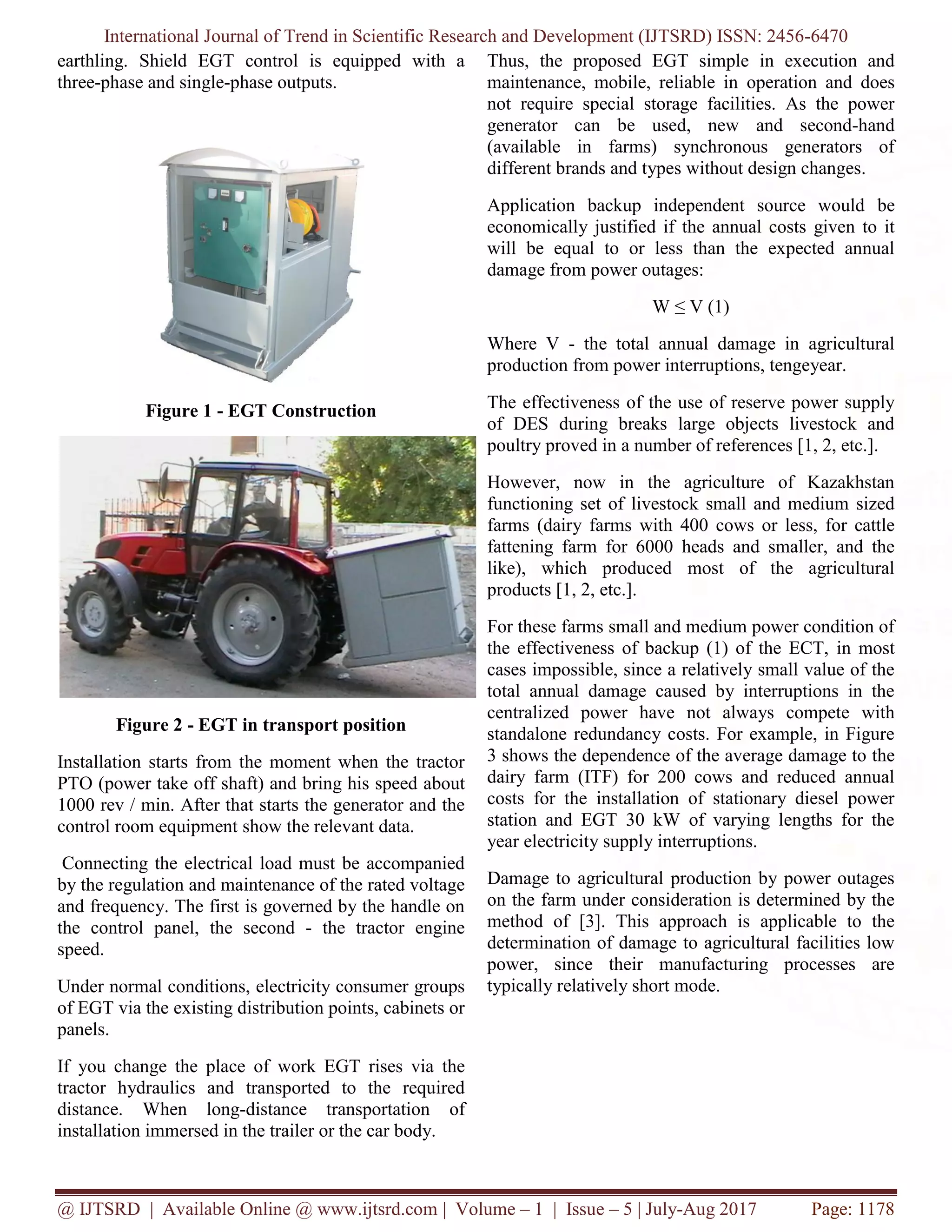 Application of Electric Generators Driven by Tractor in Agriculture | PDF