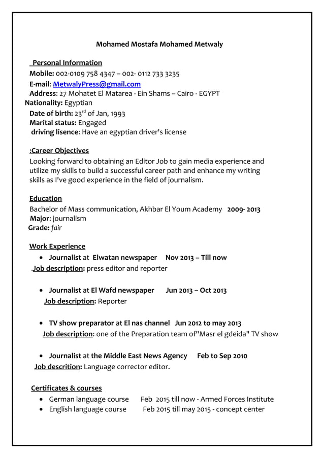 Mohamed-Metwaly-CV-Updated | DOC | Islam | Religion & Spirituality