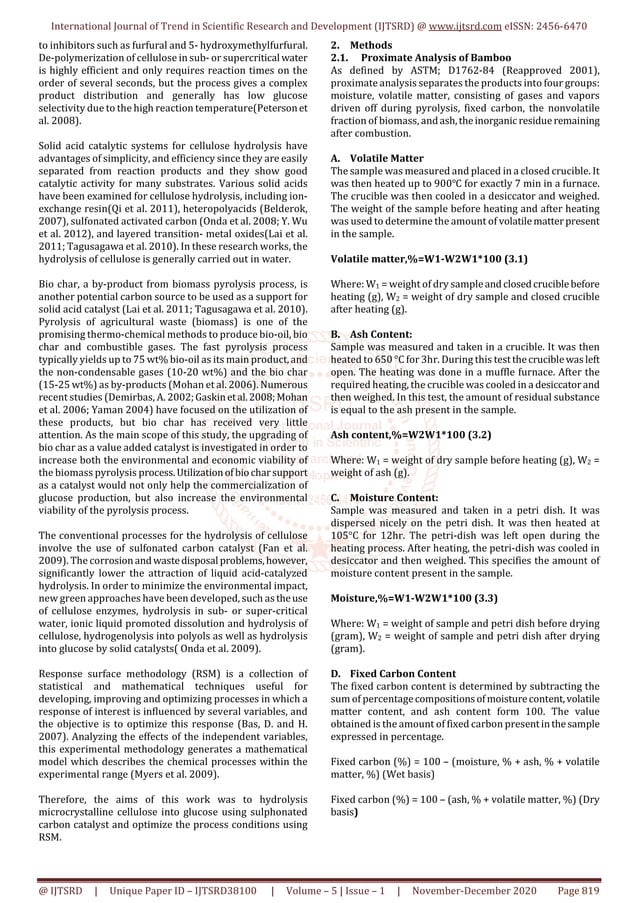 Design, Performance Evaluation and Synthesis of Sulfonated Carbon Based Catalyst for Hydrolysis ...