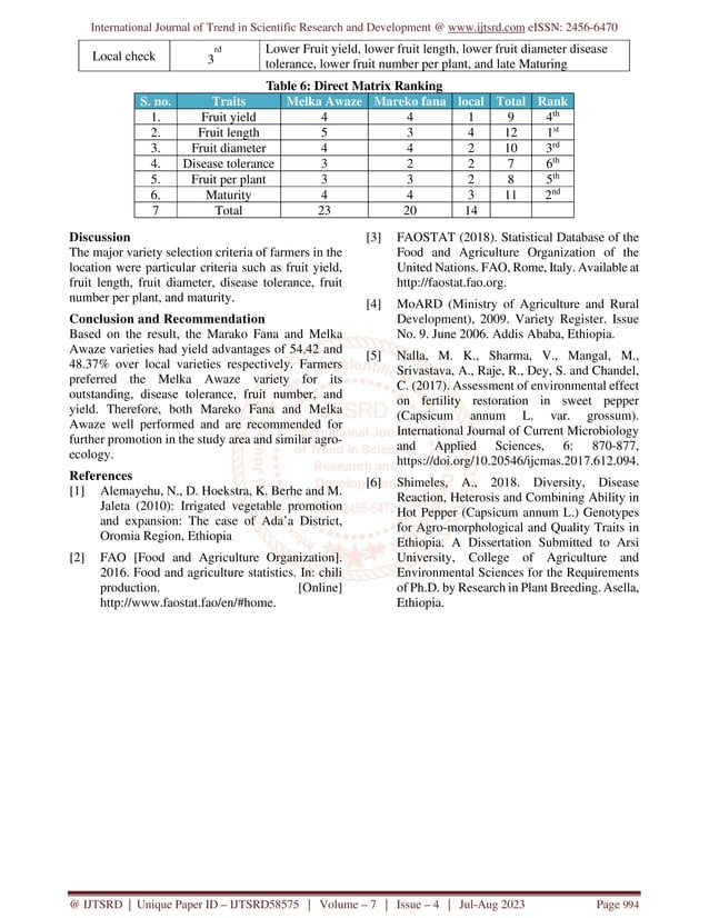 Pre Extension Demonstration and Evaluation of Improved Hot Pepper Technology in Babile District ...