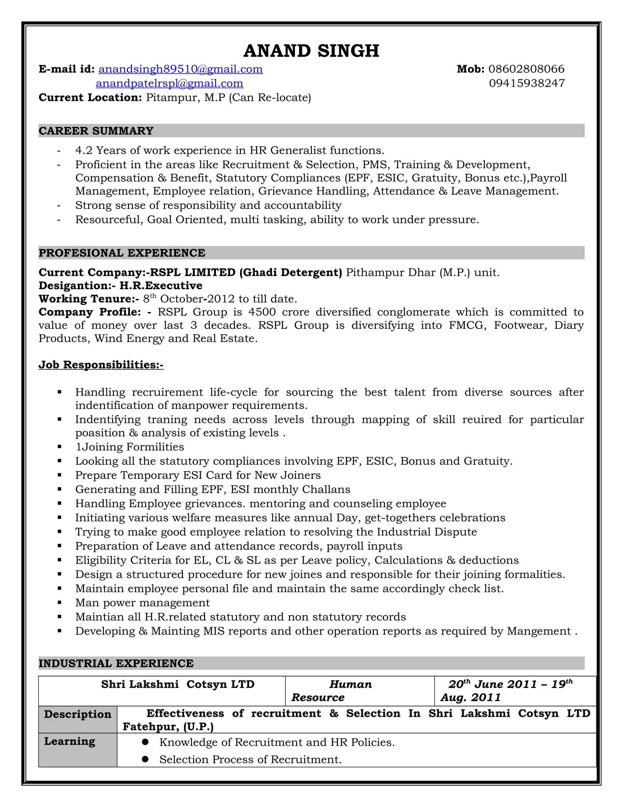 Anand Resume | DOC