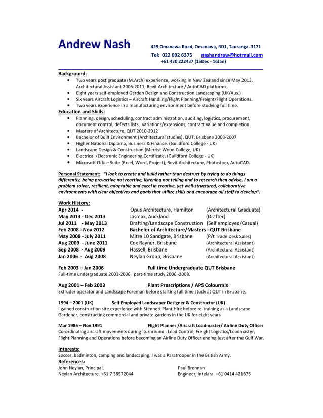 Resume nz - Andrew Nash | PDF