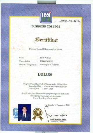 certificate lp3i | PDF