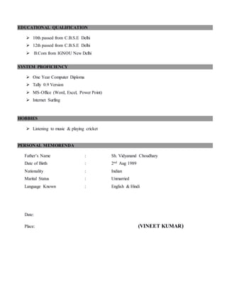 vineet cv | PDF