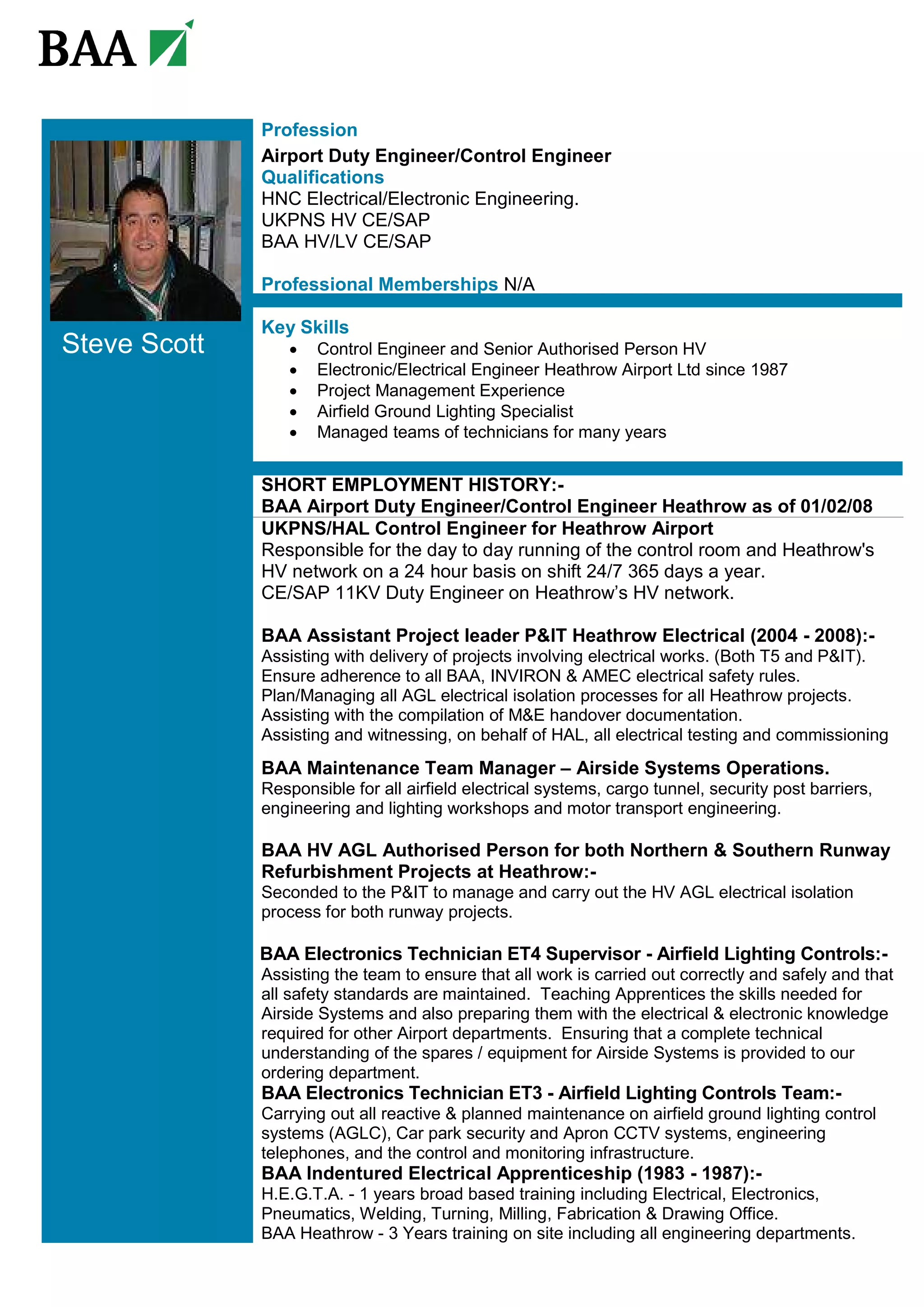 Steve Scott CV | PDF | Air Travel | Travel Type