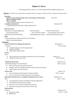 Revised Daphne Resume | PDF | Undergraduate Education | College Education