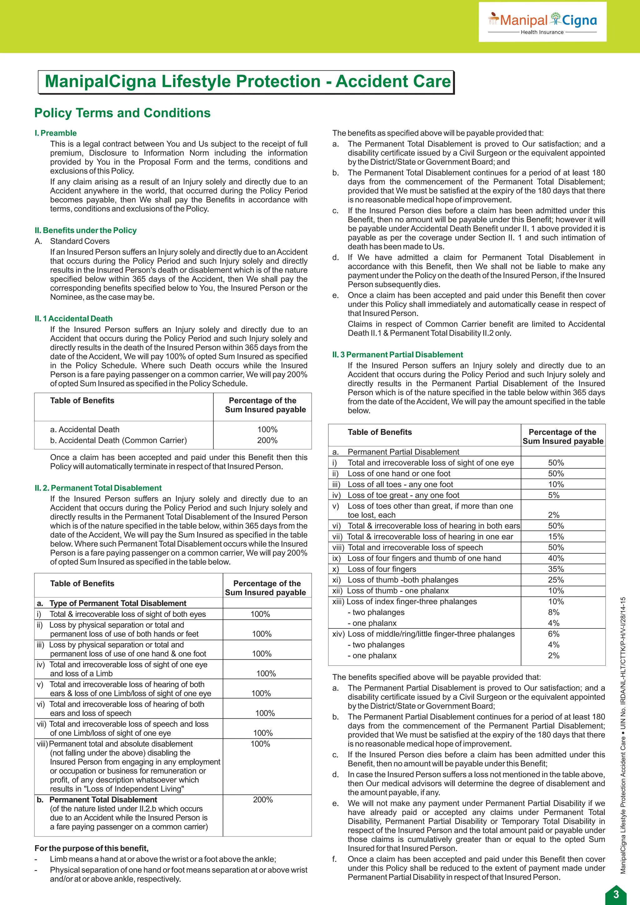 Discover Lifestyle Protection Accident Care Plan | ManipalCigna | PDF
