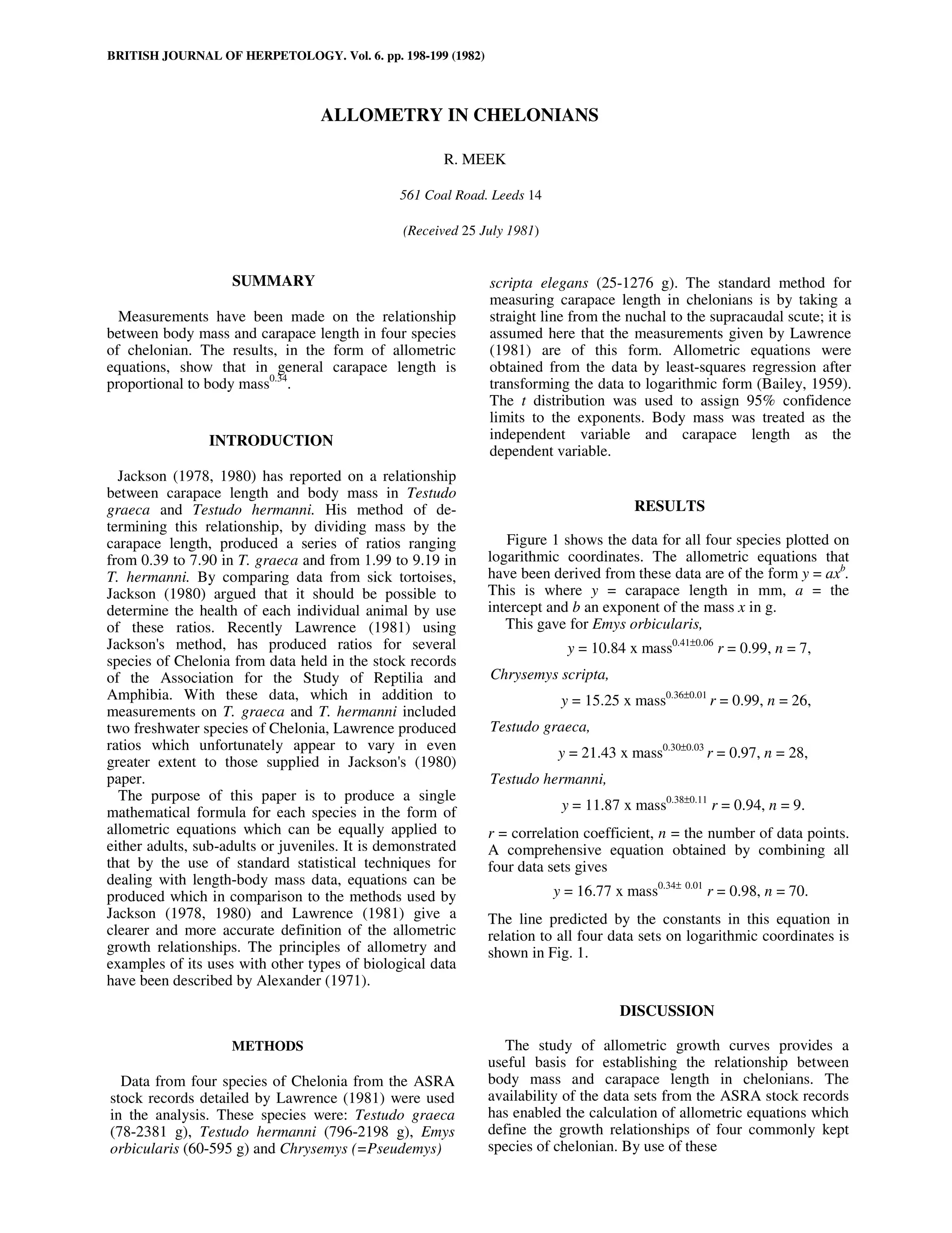 14; allometry in chelonians | PDF
